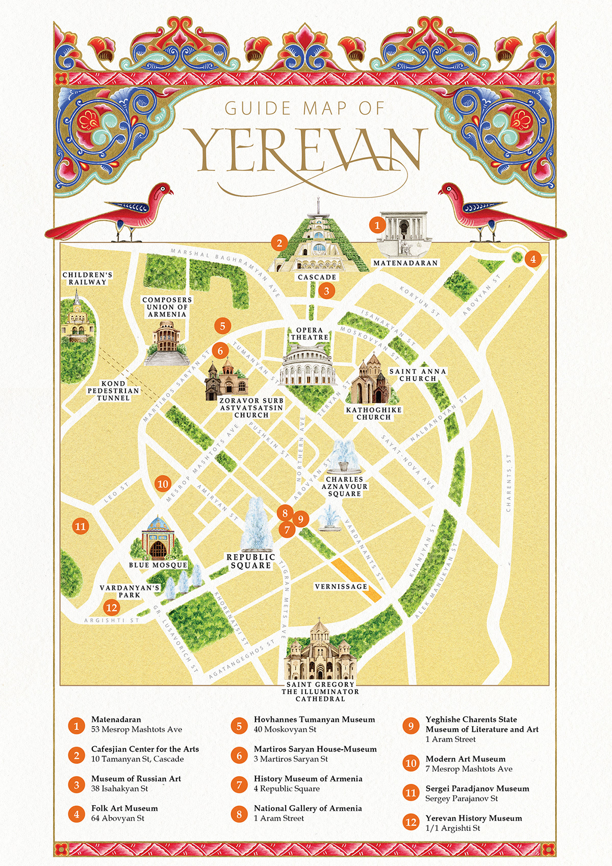 Top Tourist Attraction and Places Map of Yerevan Armenia – Tourist Places Guide