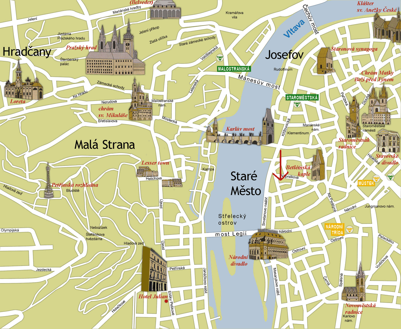 Top Tourist Attraction and Places Map of Prague Czech Republic – Tourist Places Guide